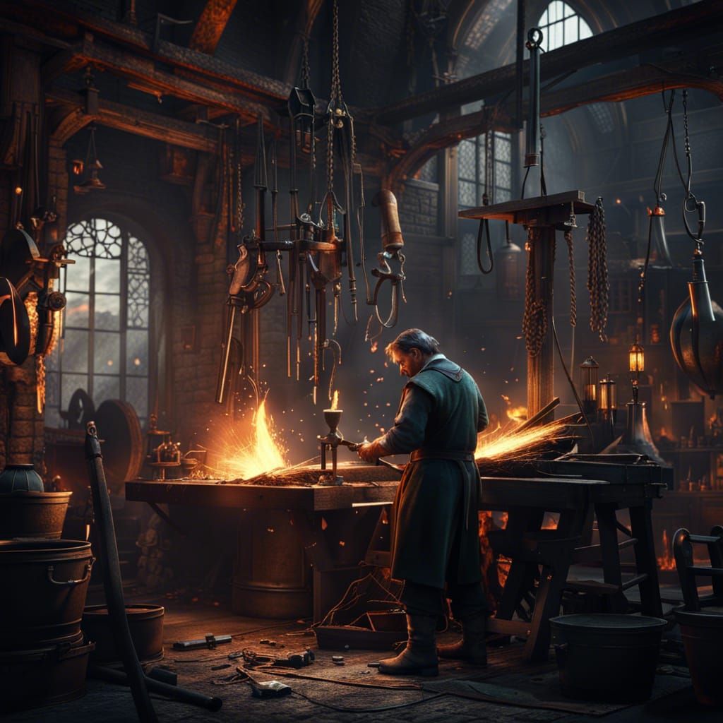 Blacksmith at work - AI Generated Artwork - NightCafe Creator