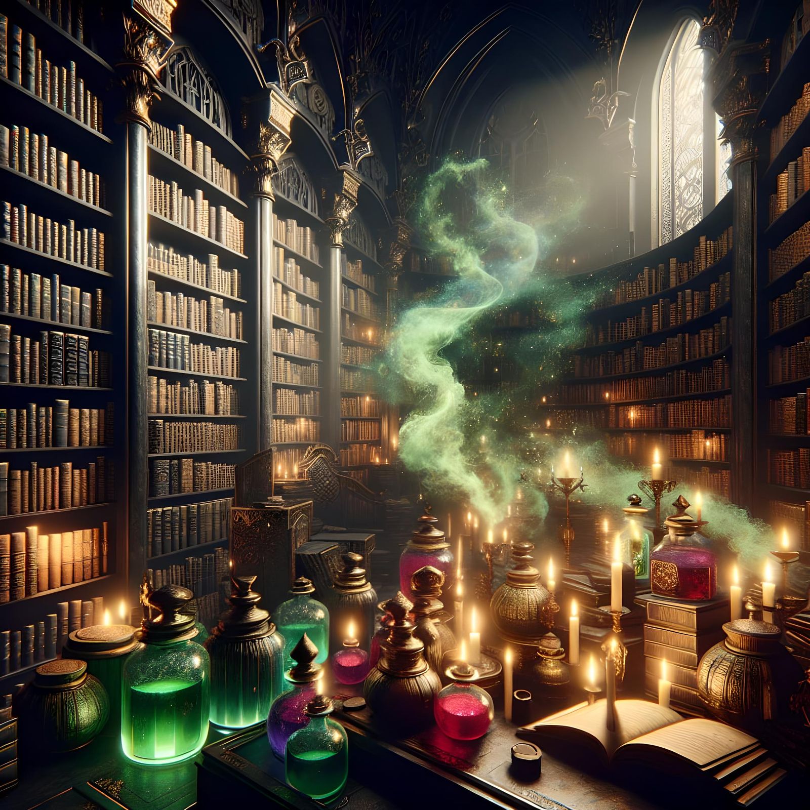 Library ; Magic - AI Generated Artwork - NightCafe Creator