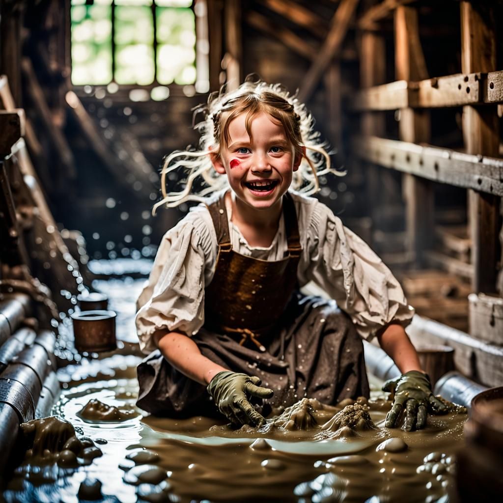 Playing in the Pigsty - AI Generated Artwork - NightCafe Creator