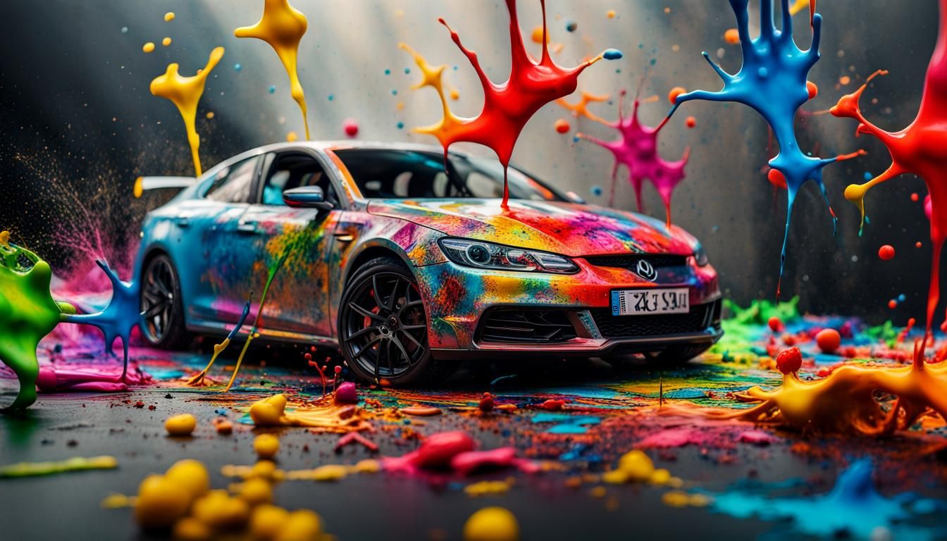 Ink Splatter: Xtreme Unique Car Paint Creation - AI Generated Artwork ...
