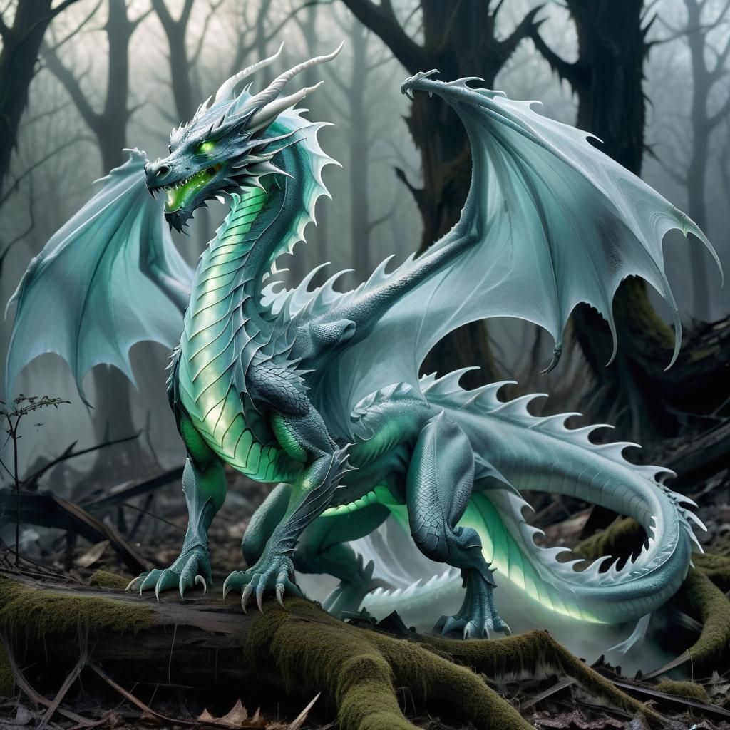 A ghostly, translucent dragon suddenly appears - AI Generated Artwork ...