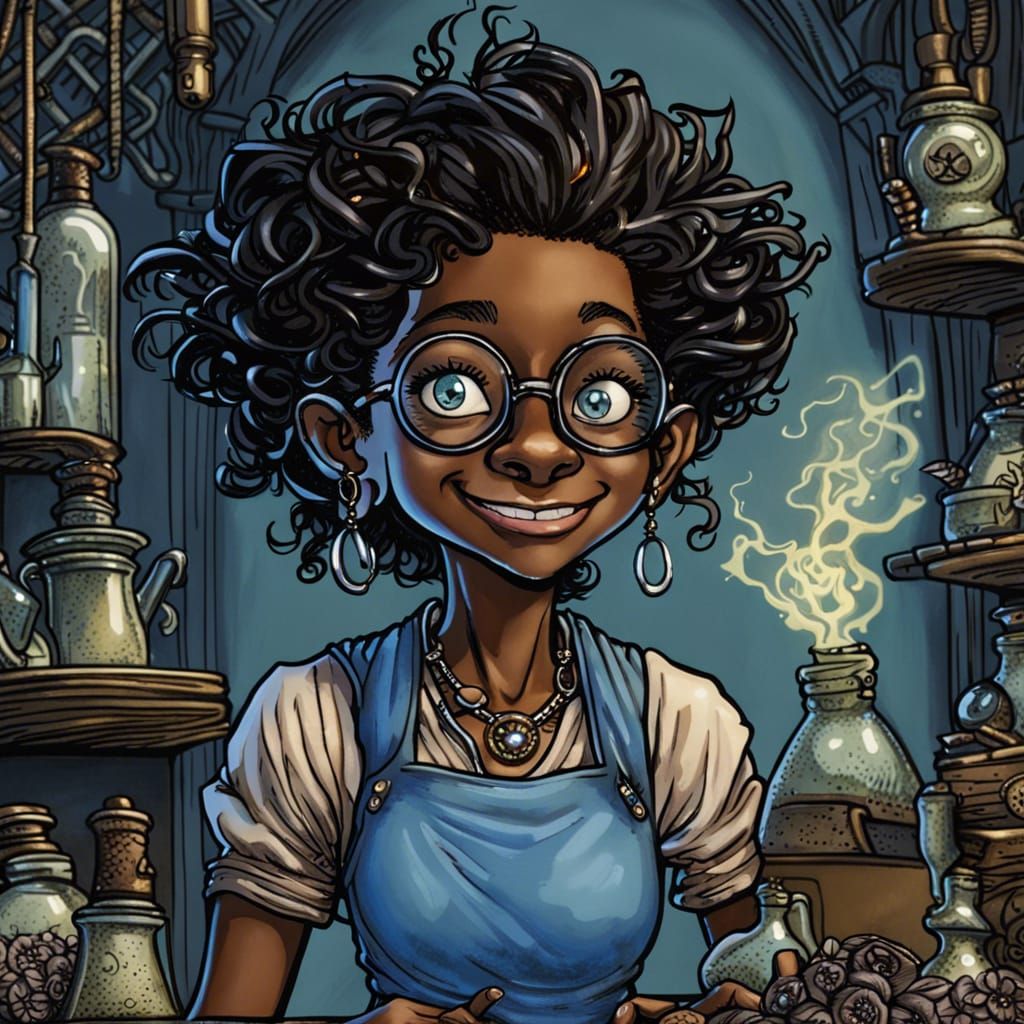Halfling Alchemist, female - AI Generated Artwork - NightCafe Creator