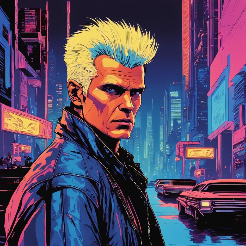 Synthwave Billy Idol - Rugged Synthwave Icon Stands Tall in ...