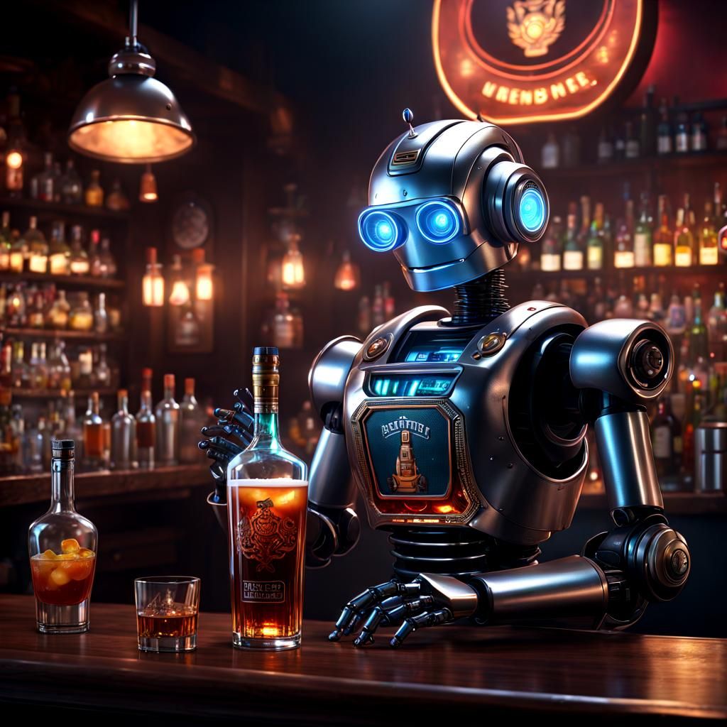 Robot bartender - AI Generated Artwork - NightCafe Creator