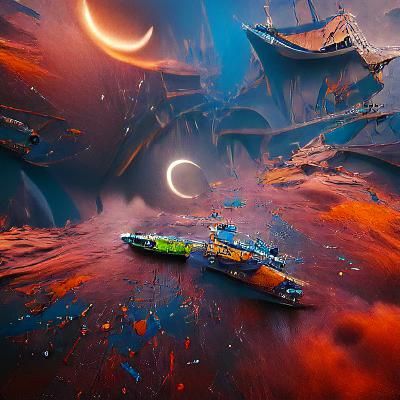 Hyper Realistic image of Two space cruisers locked in battle near a ...