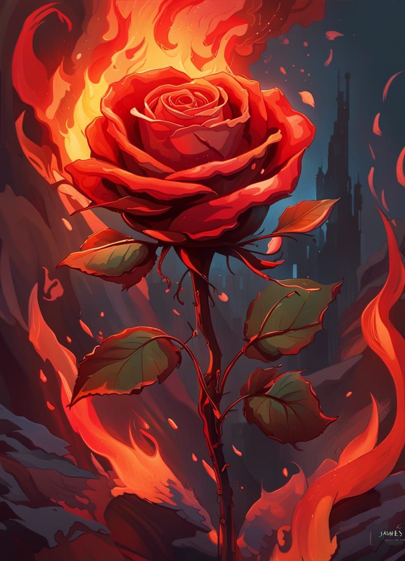 Flaming Red Rose - AI Generated Artwork - NightCafe Creator