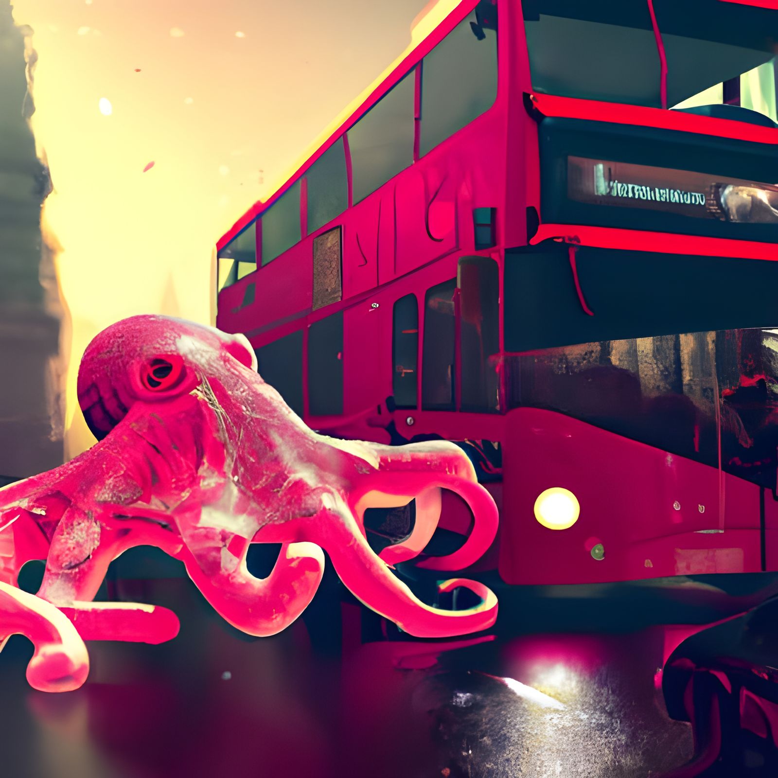 An octopus in front of a London bus. - AI Generated Artwork - NightCafe ...