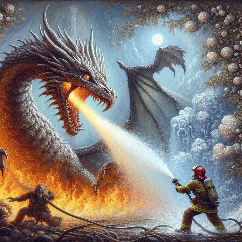 Fighting the fire - AI Generated Artwork - NightCafe Creator