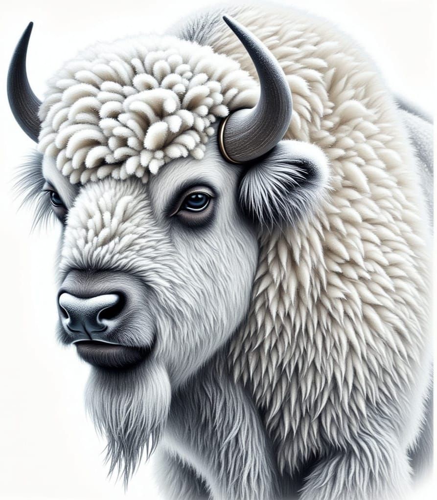 Portrait of a snow Bison head. Hyperdetailed intricately detailed ...