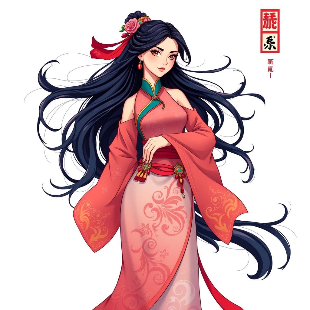 Modernized Mulan in Elegant Hanfu - AI Art