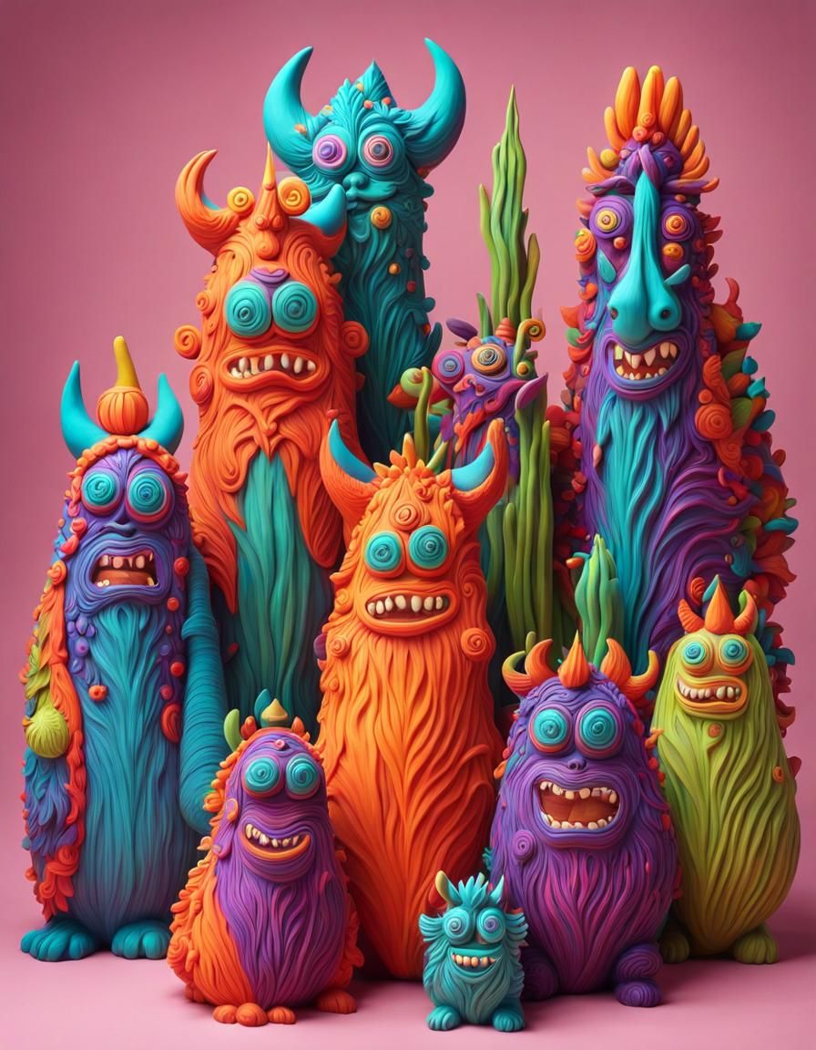 Vibrant colored whimsical Clay - AI Generated Artwork - NightCafe Creator