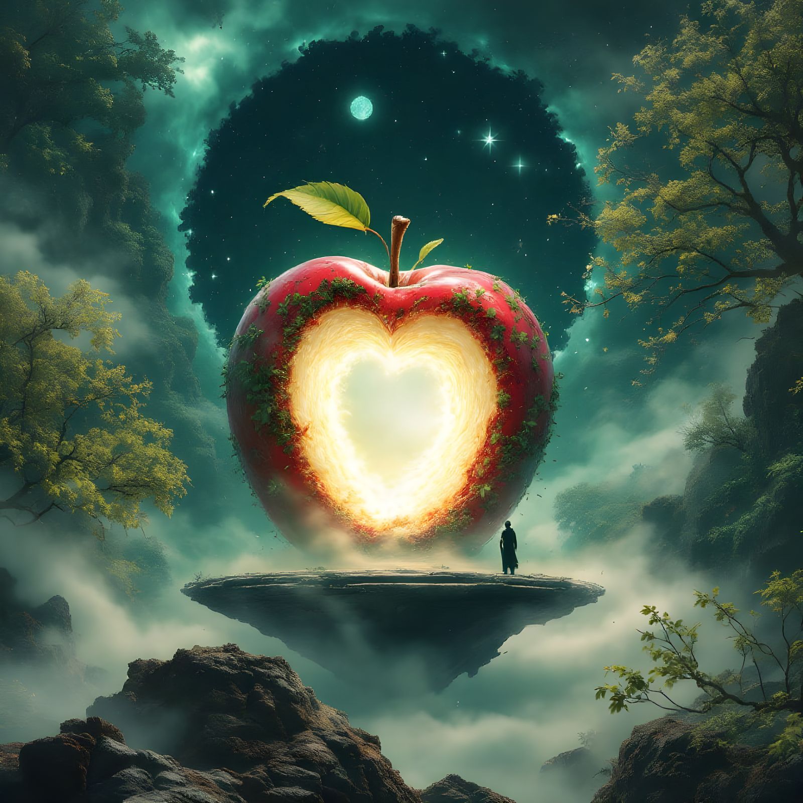 Ethereal Fantasy: Giant Apple Portal in Hyper Dime... - AI Art