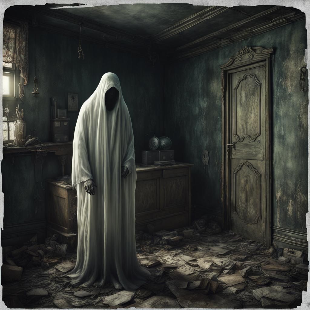 camera obscura photo of a strange ghost, in the style of horror games ...