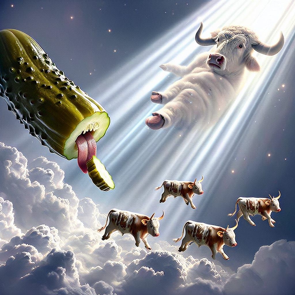 The Pickle Cow Dilemma - AI Generated Artwork - NightCafe Creator