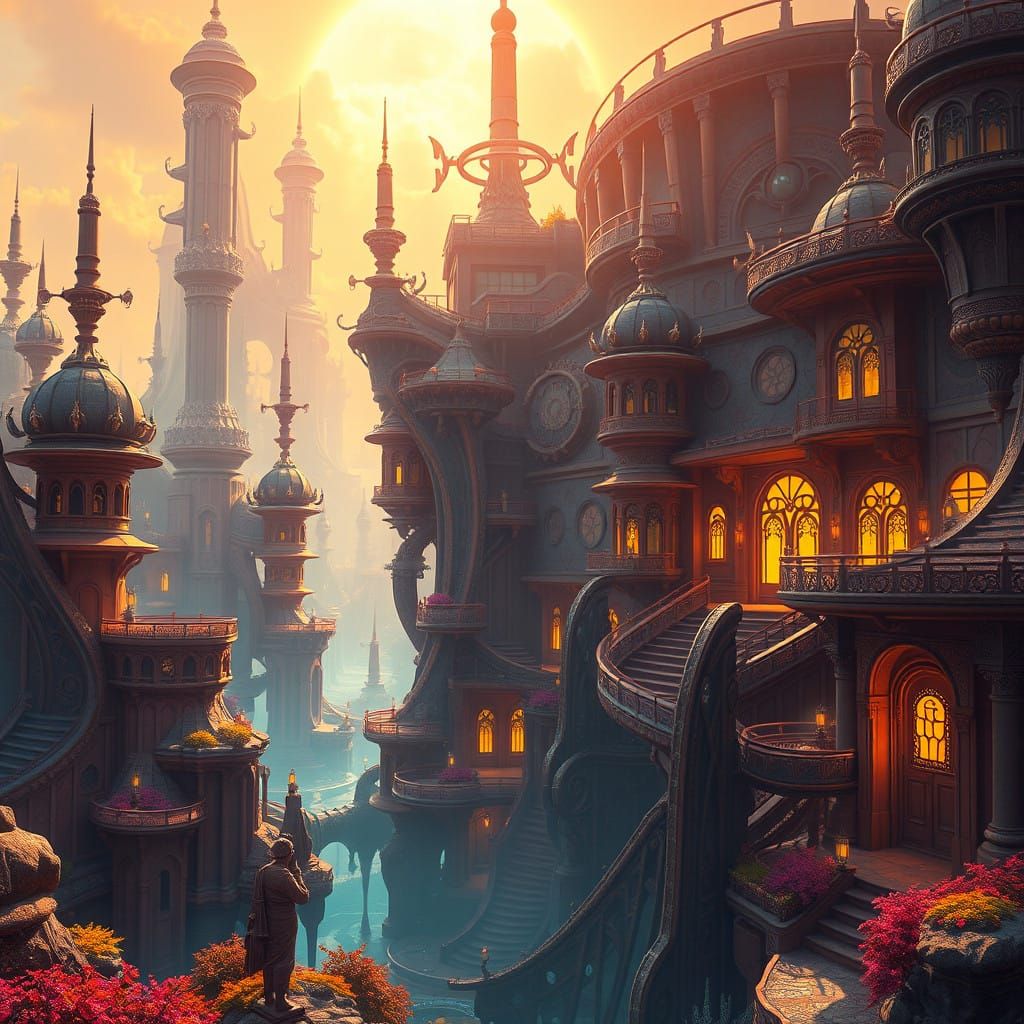 Castle - Ethereal Future Realm in Golden Hour