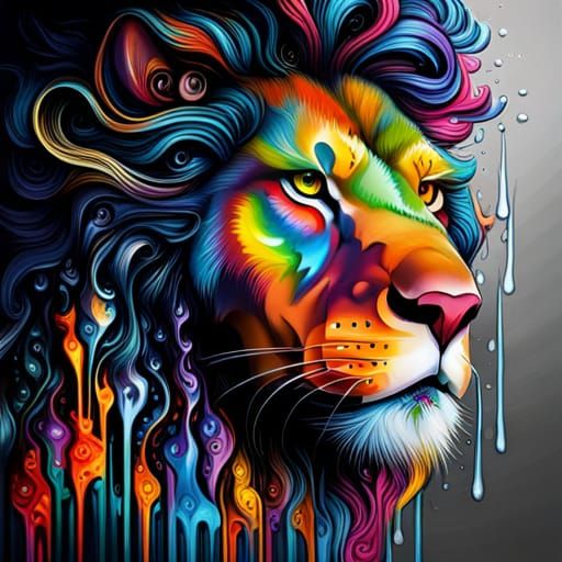 Drippy lion - AI Generated Artwork - NightCafe Creator