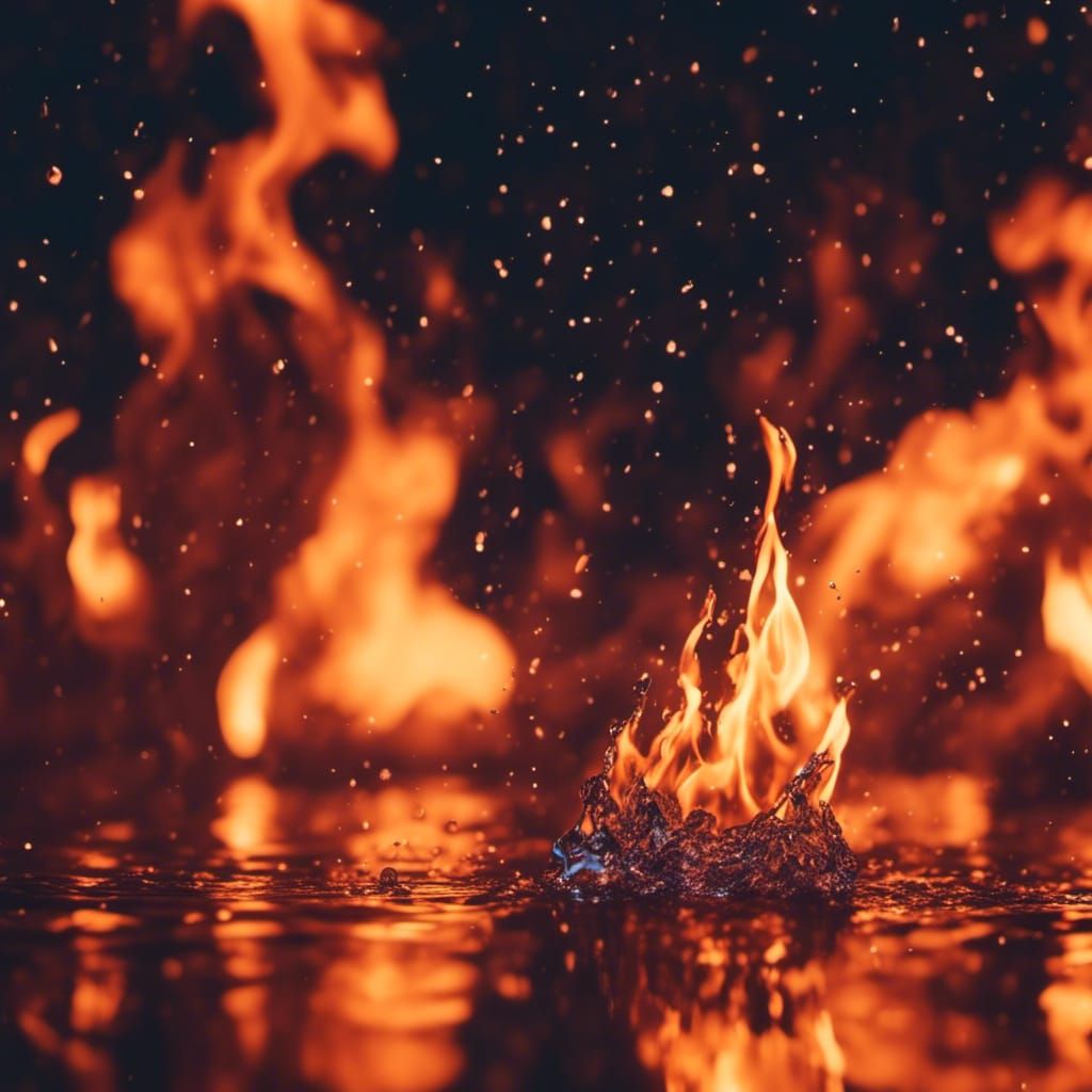 Water droplet on fire with vivid flames - AI Generated Artwork ...