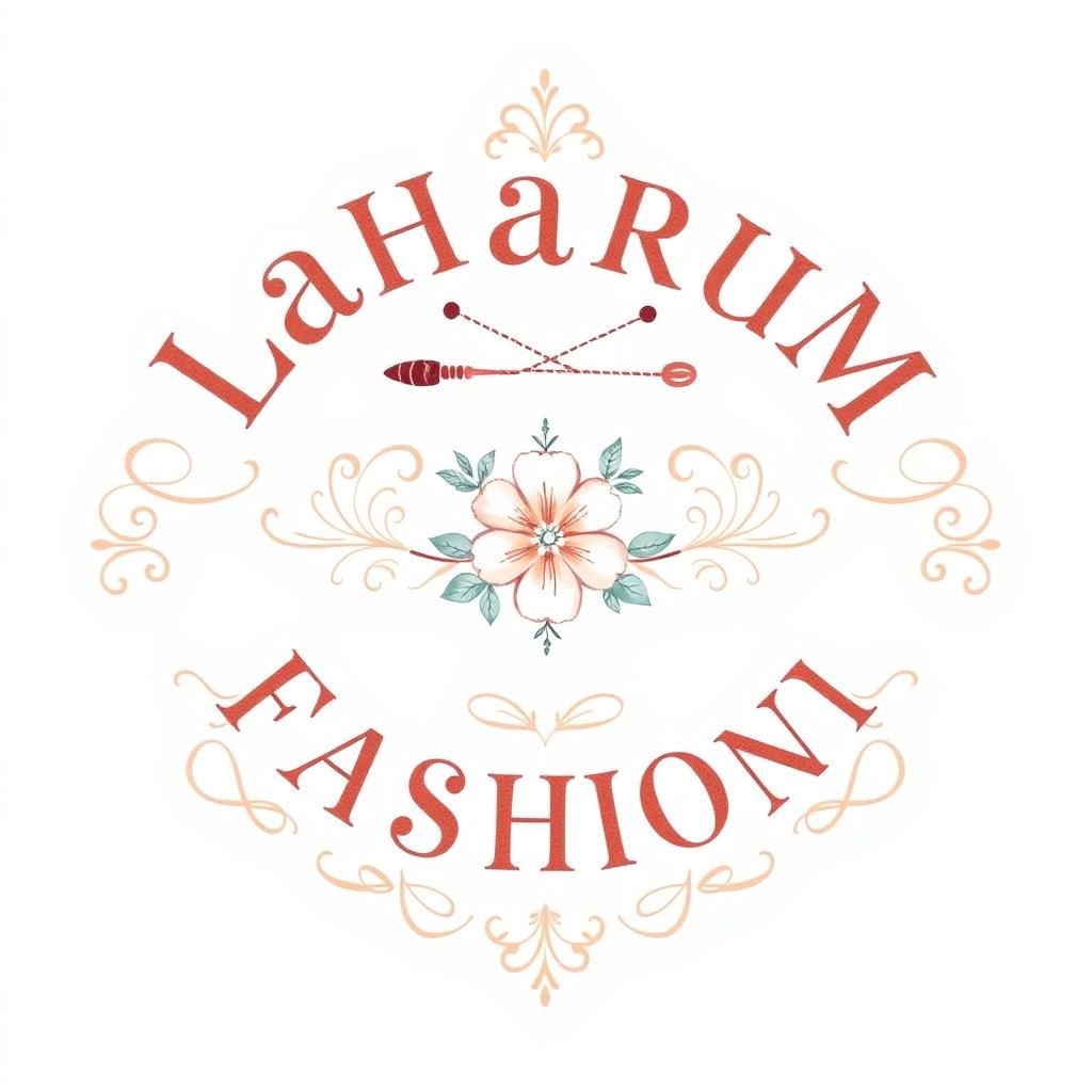 a vintage-inspired logo for 'Laharum Fashion,' evoking a timeless and ...