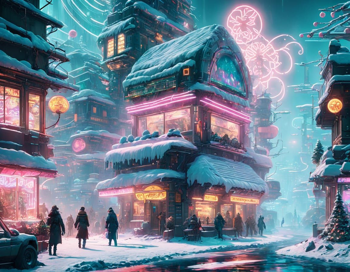 Surreal Cyberpunk Winter Wonderlands - AI Art