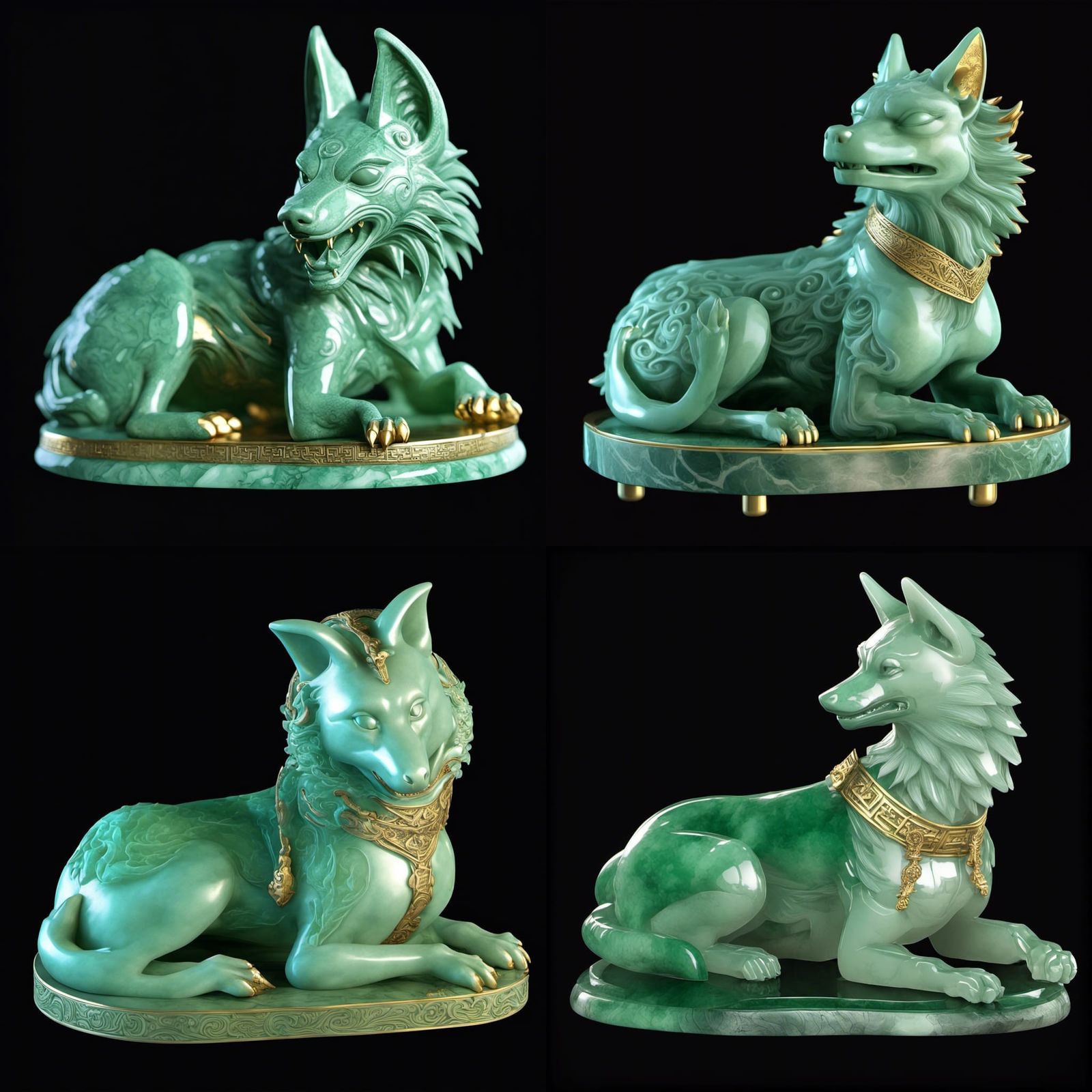 a pendant.it was in profile. A batwinged crouching jackal on a carved ...