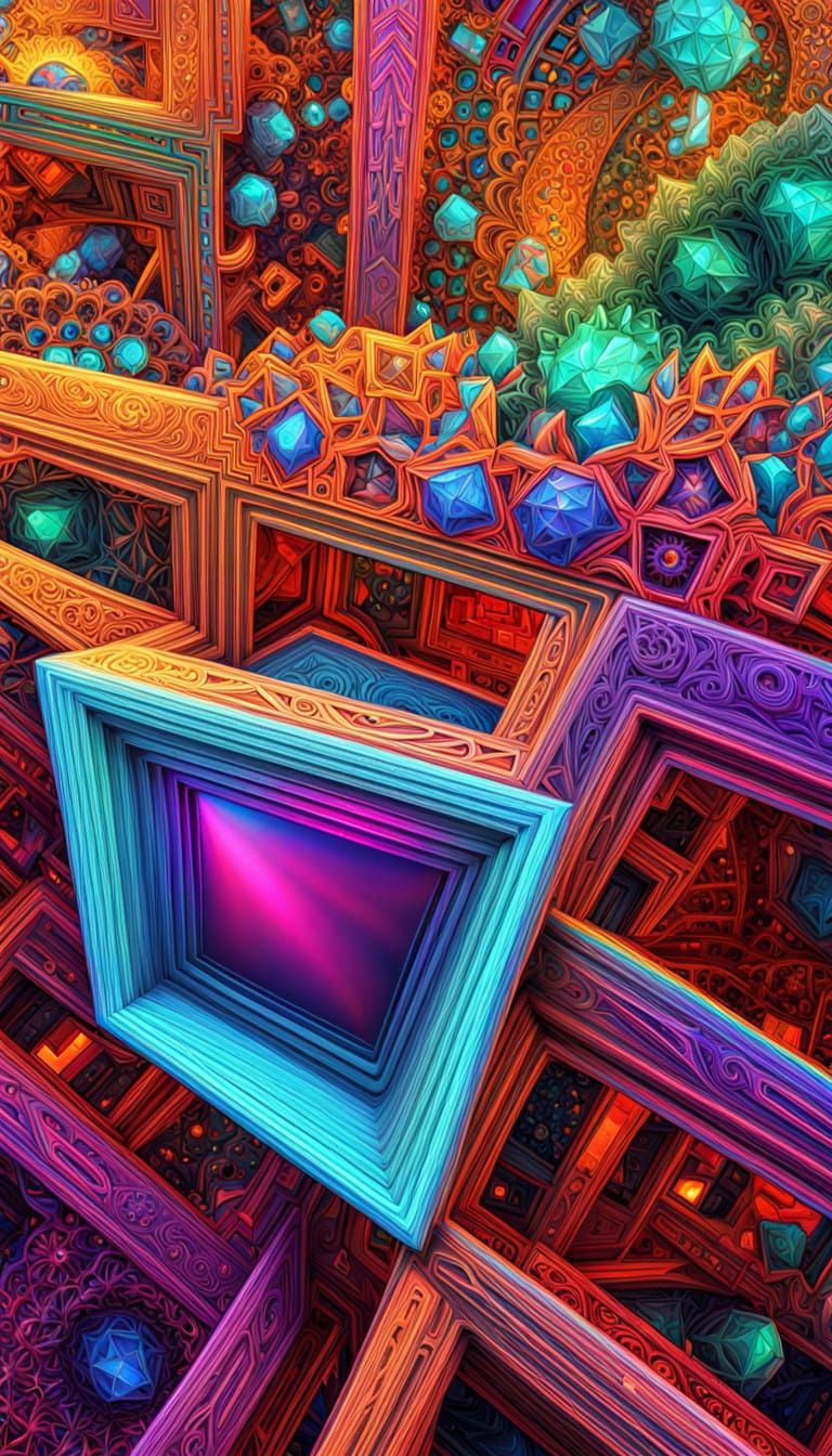 Geometric crystal matrix hyperdetailed intricately... - AI Art