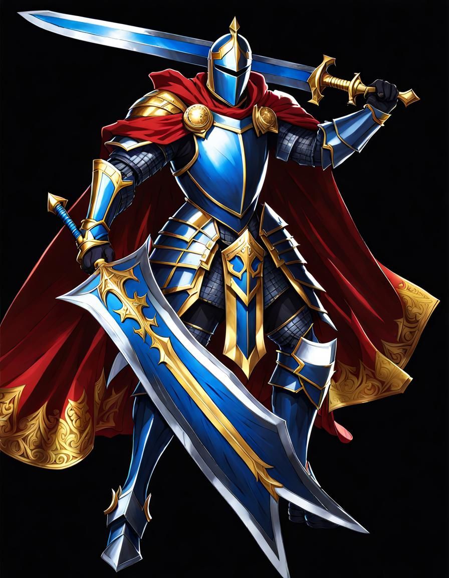 Blue-Red Knight - AI Generated Artwork - NightCafe Creator