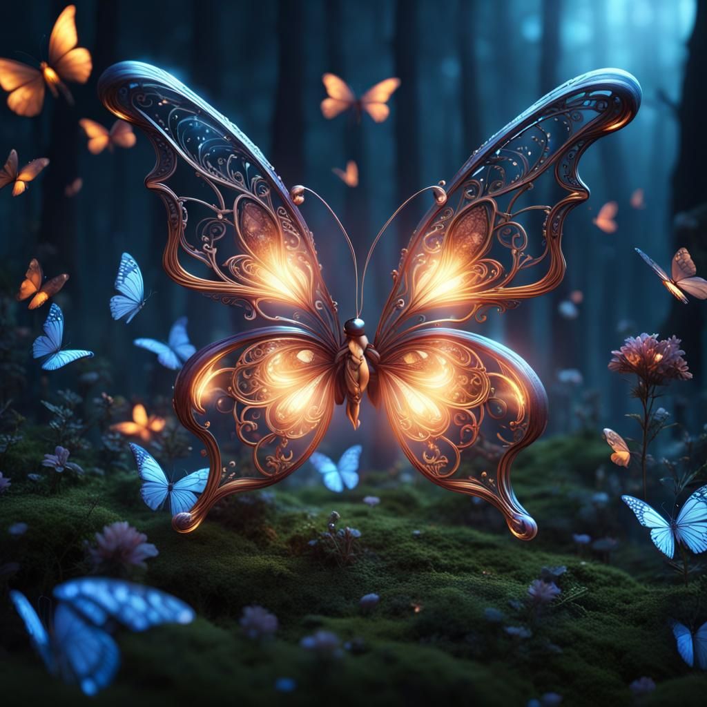 Crystal Butterflies - AI Generated Artwork - NightCafe Creator