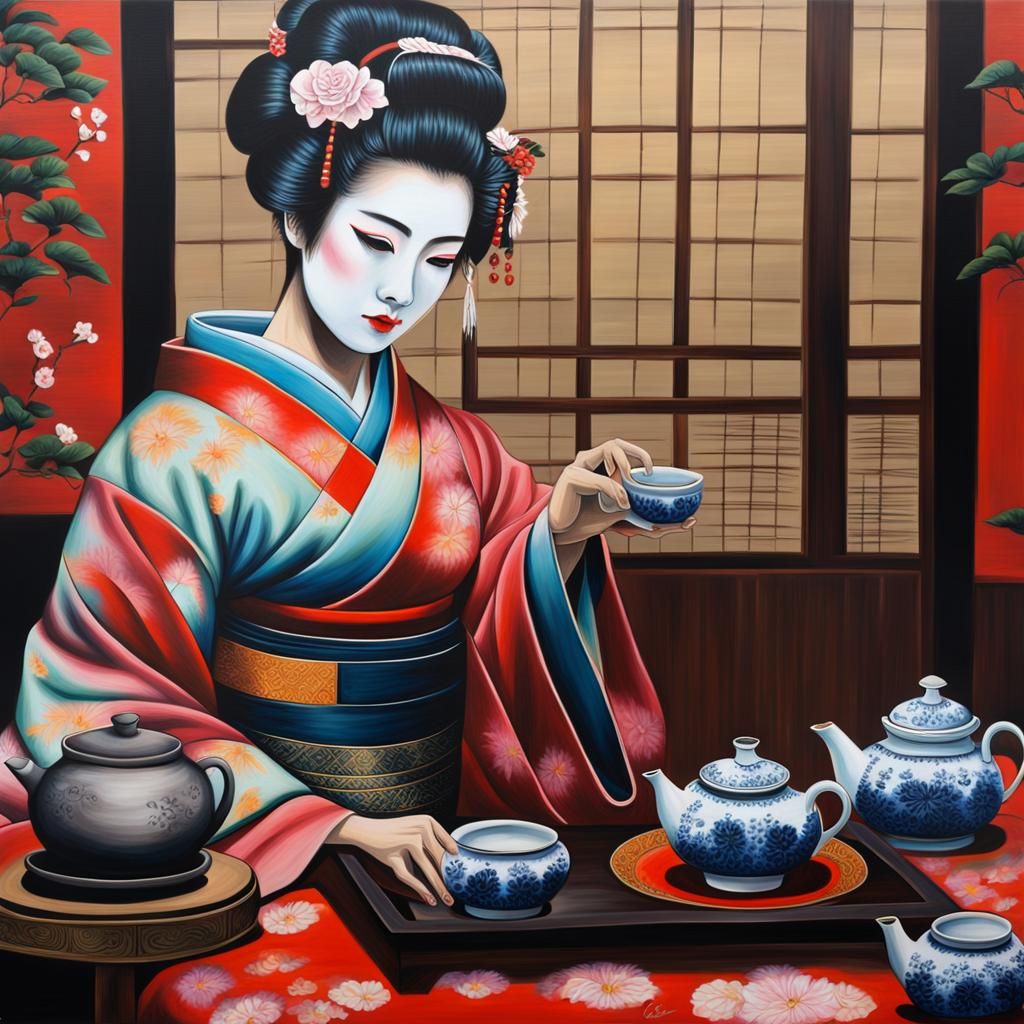 A Geisha Tea Ceremony - AI Generated Artwork - NightCafe Creator