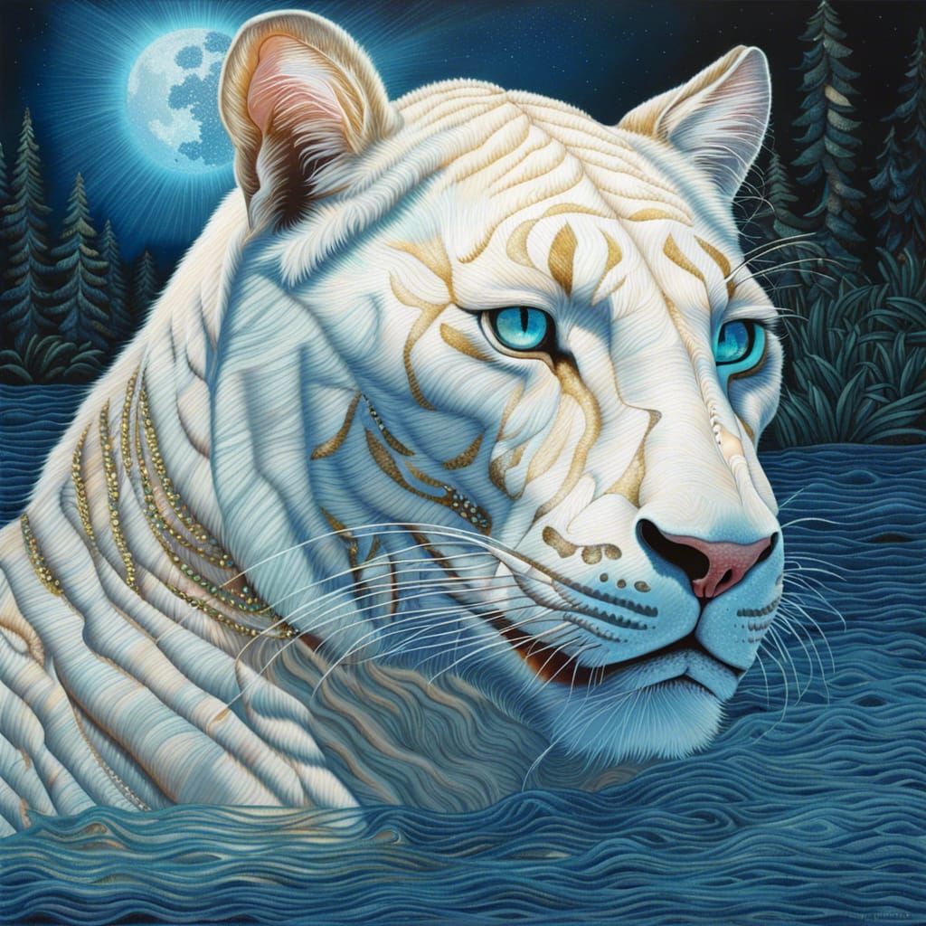 a photorealistic hyperrealistic elaborate ultra-detailed portrait of a beautiful majestic Albino ...