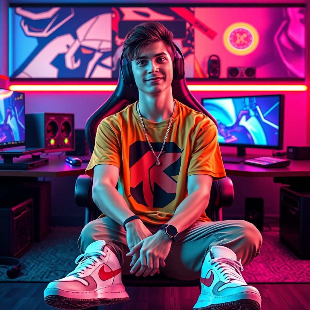 ninja got a low taper fade - Confident Streamer in Futuristi...