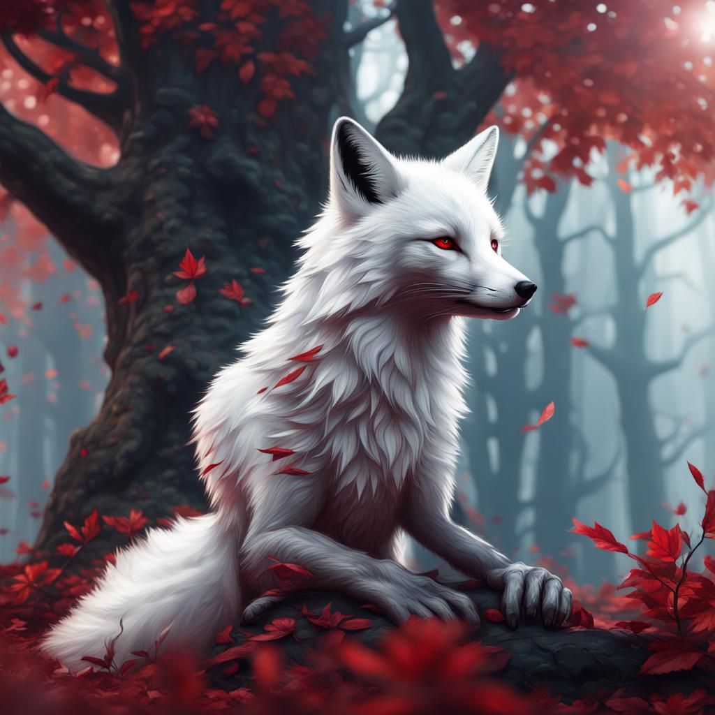 a white fox basking in the beauty of nature - AI Generated Artwork ...