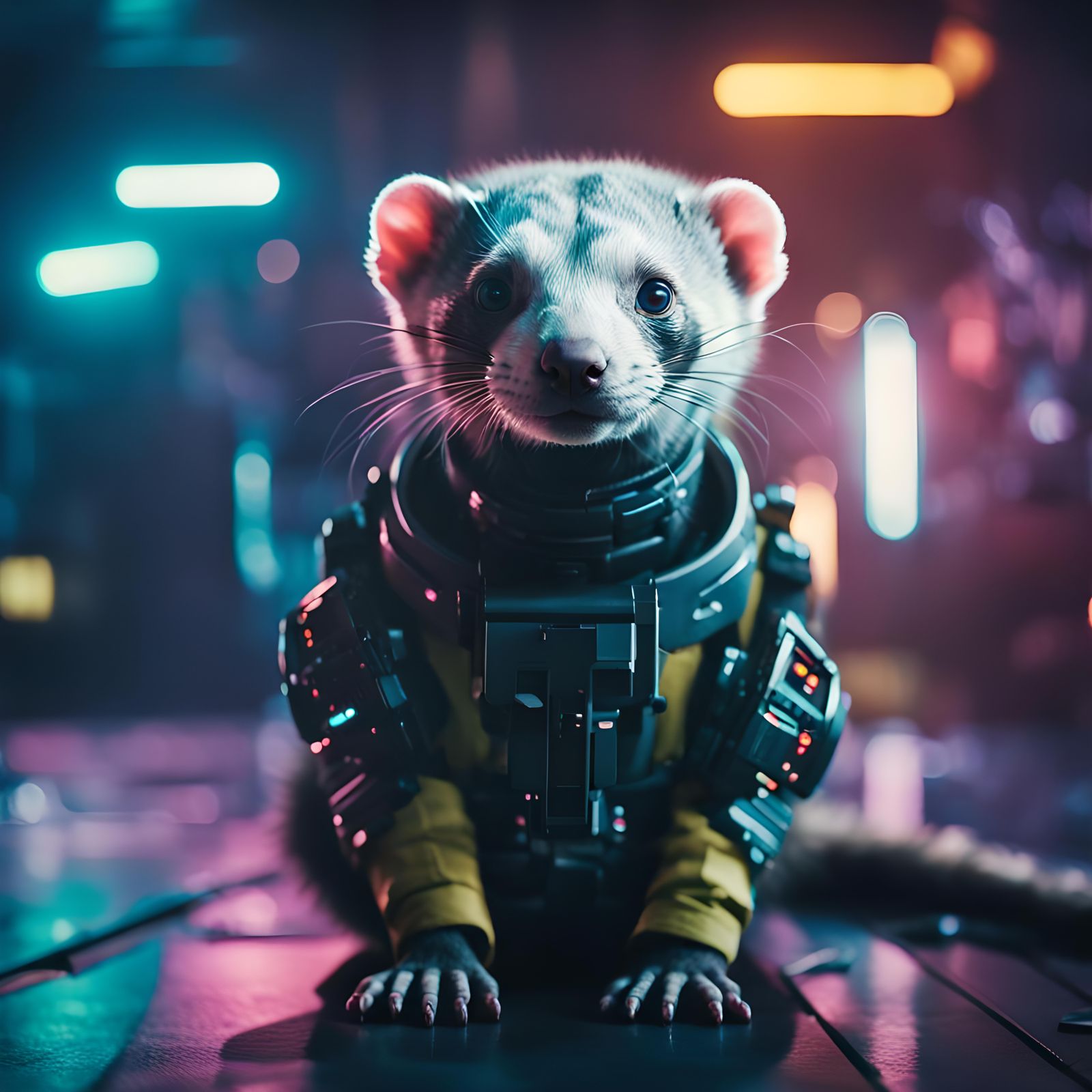 Cyborg ferret to the rescue - AI Generated Artwork - NightCafe Creator