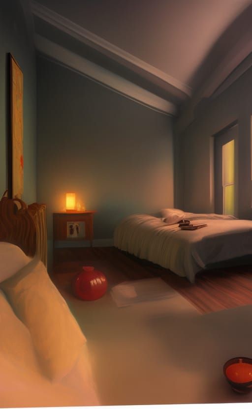 zen calming bedroom detailed painting expressionism modern art ...