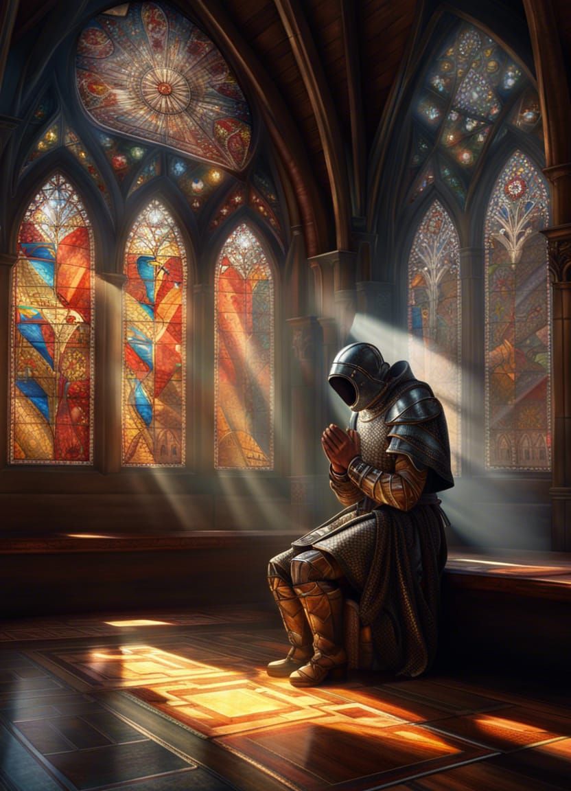 No face knight is praying - AI Generated Artwork - NightCafe Creator