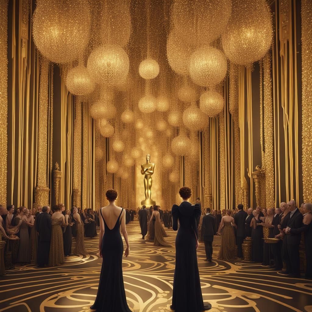 Style of Gustav Klimt, the Oscars awards ceremony - AI Generated ...