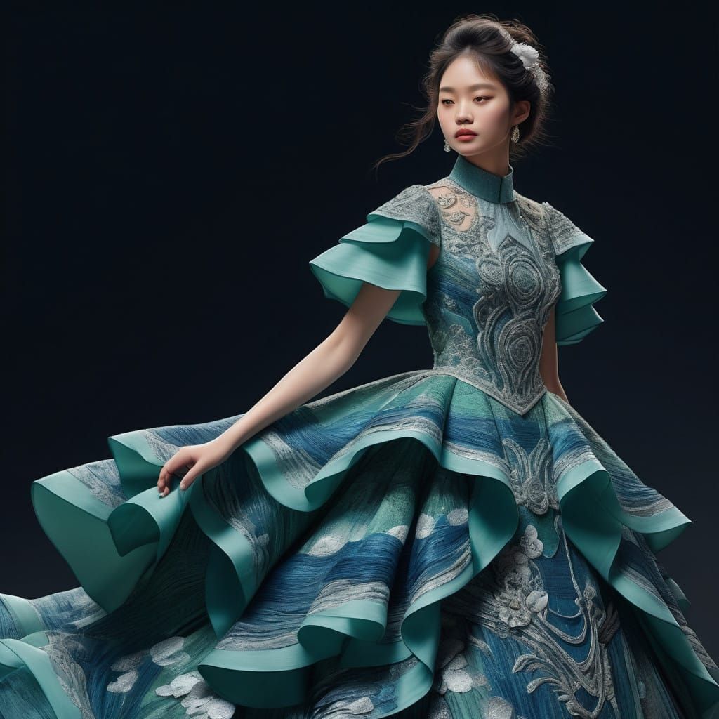 Ethereal Gown in Deep, Rich Colors - AI Art