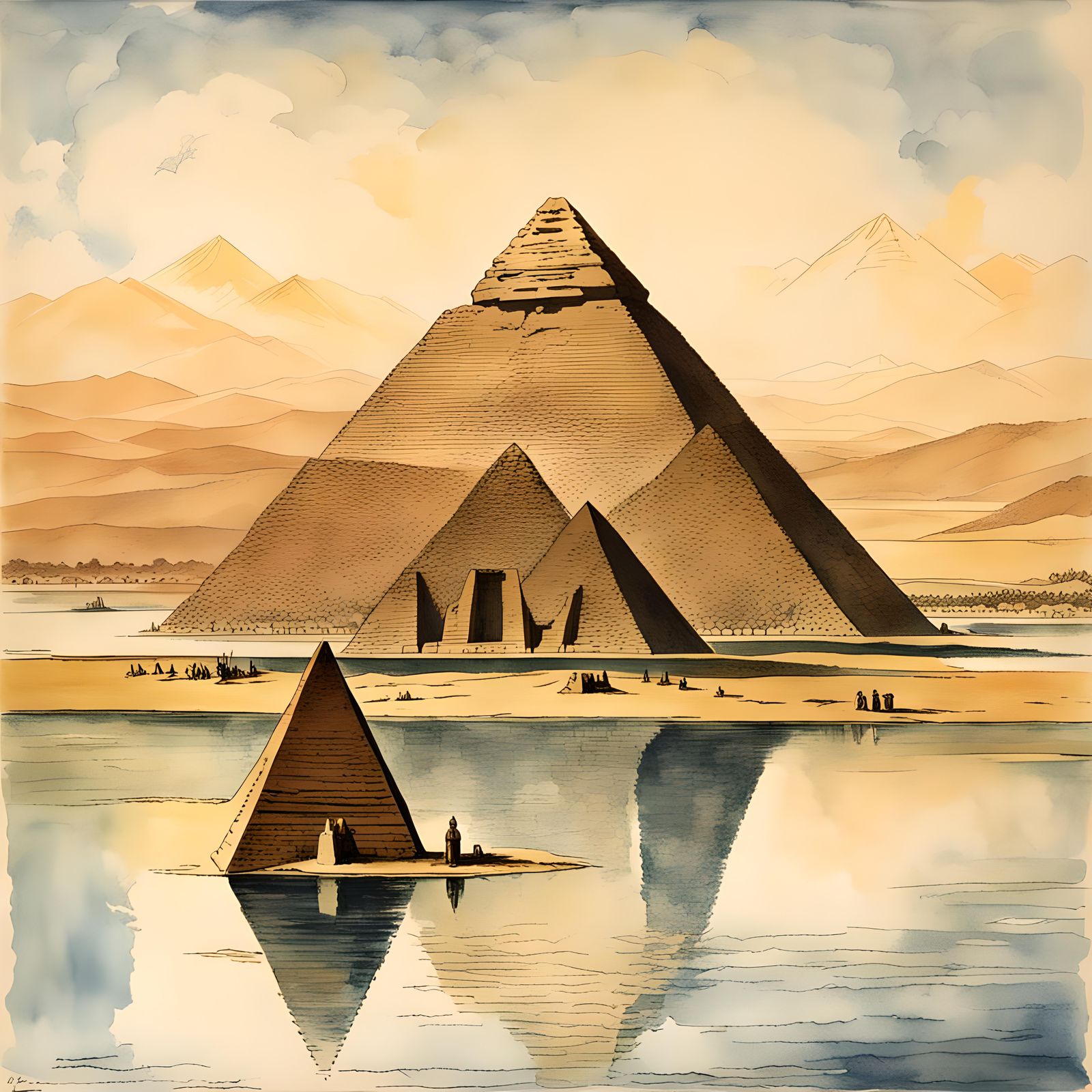 Pyramid on the Nile - AI Generated Artwork - NightCafe Creator