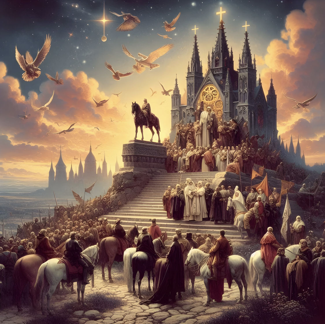 Celestial Procession: The Faithful at the Grand Cathedral - AI ...