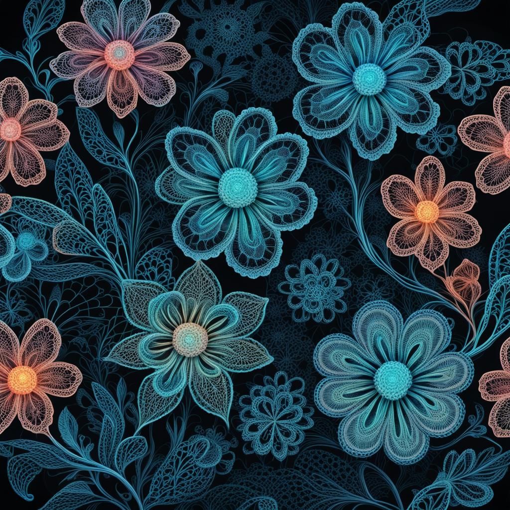 Beautiful Artful Lace Flowers. 2 - AI Generated Artwork - NightCafe Creator