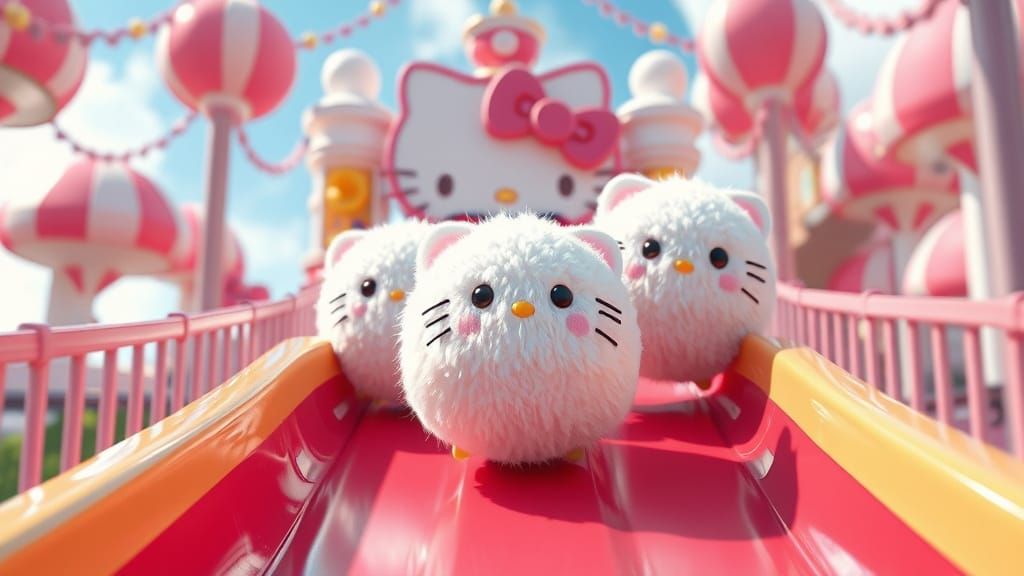 (Ultra fluff puff ball creatures) rolling down the slide at the (hello ...
