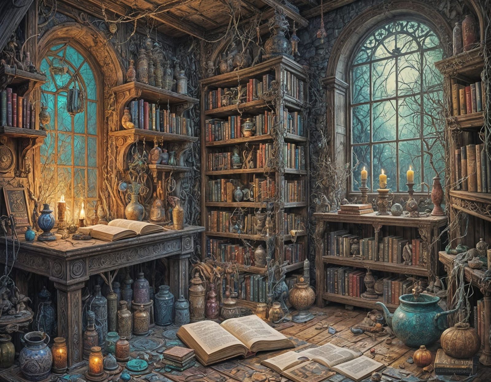 The Wizard's Library - Surreal Dungeon Library in Storybook ...