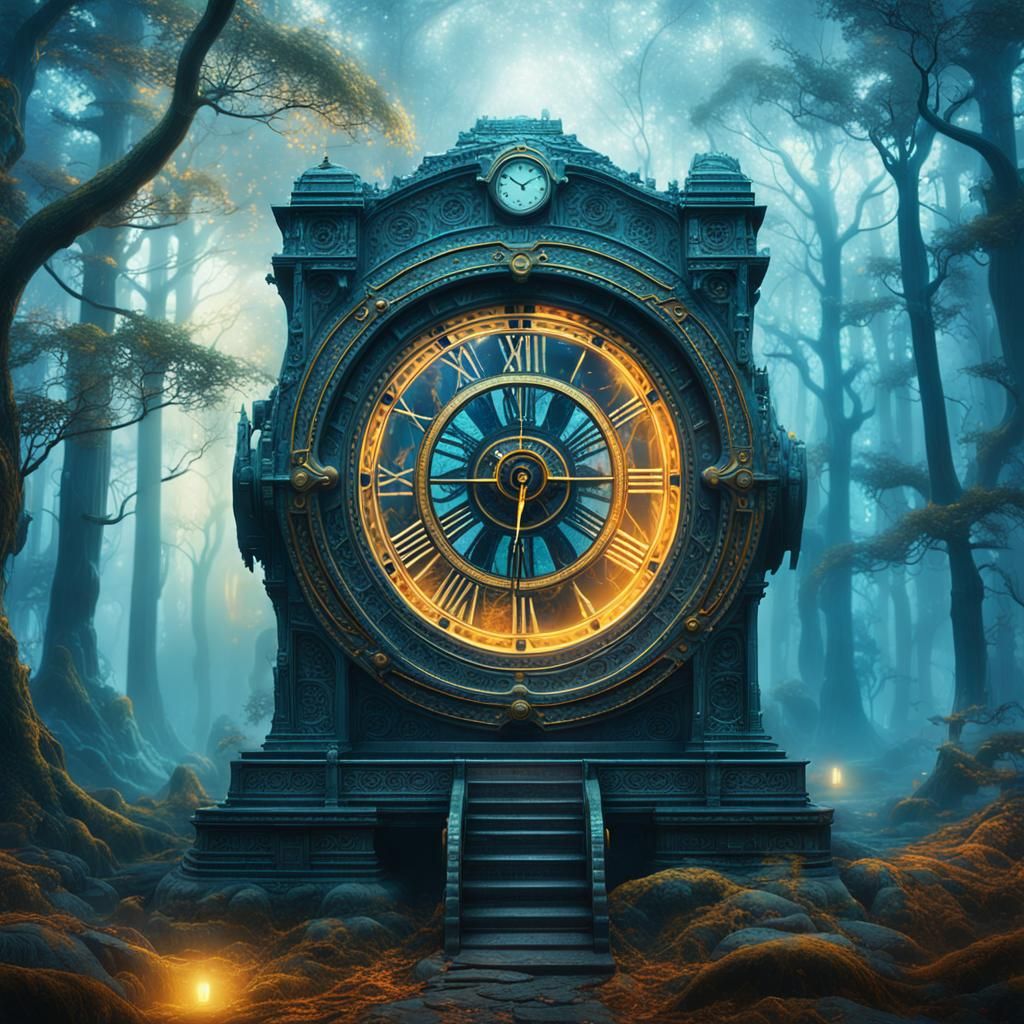 Mystical Time Machine in Ancient Forest - AI Art