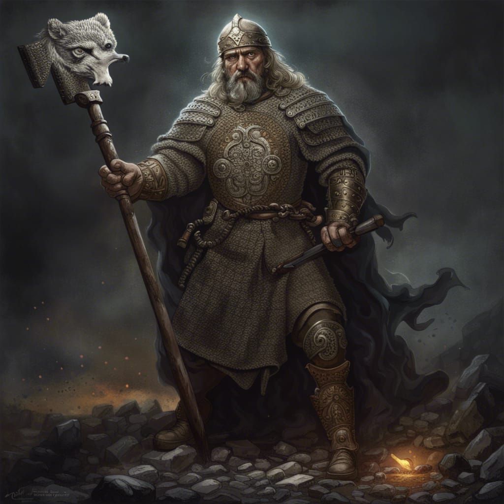 Slavic Hero from VIII century. Warrior with a hammer-shaped talisman ...