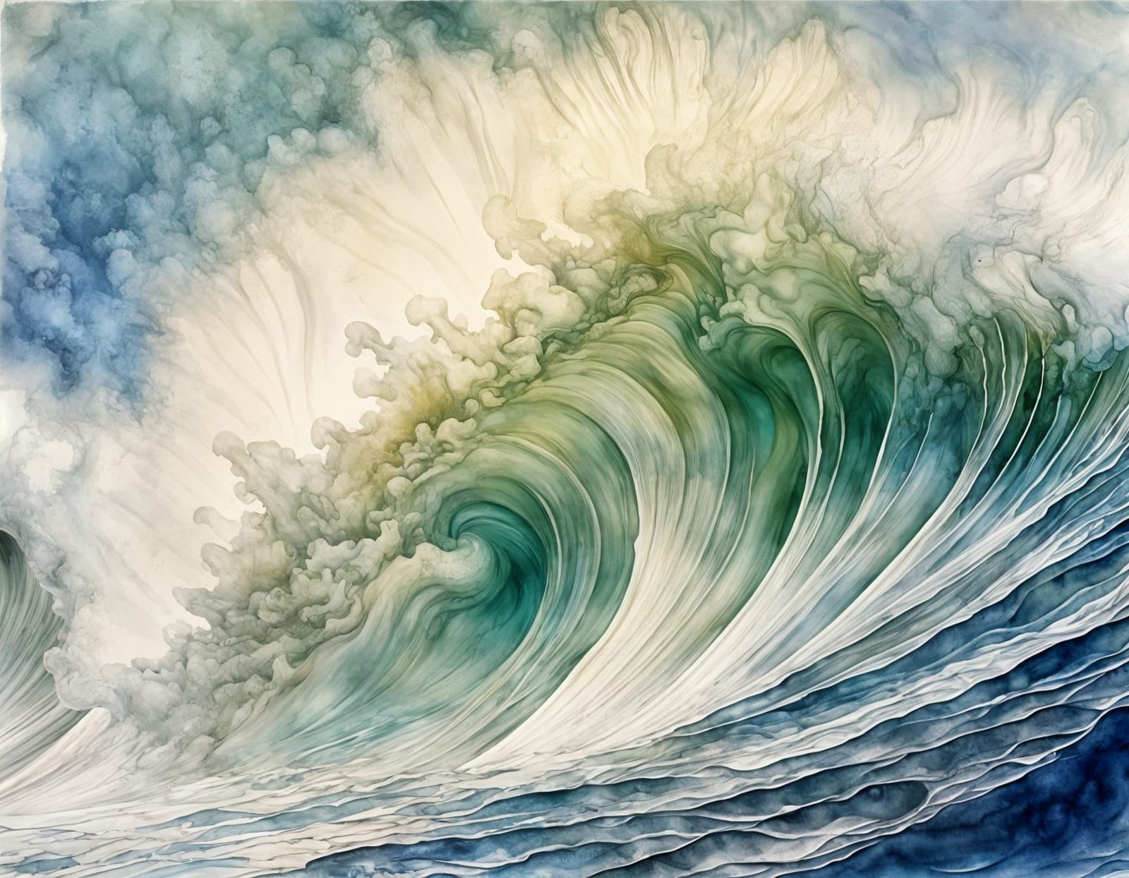 Ethereal Water Wave Fractals in Whimsical Nature S... - AI Art
