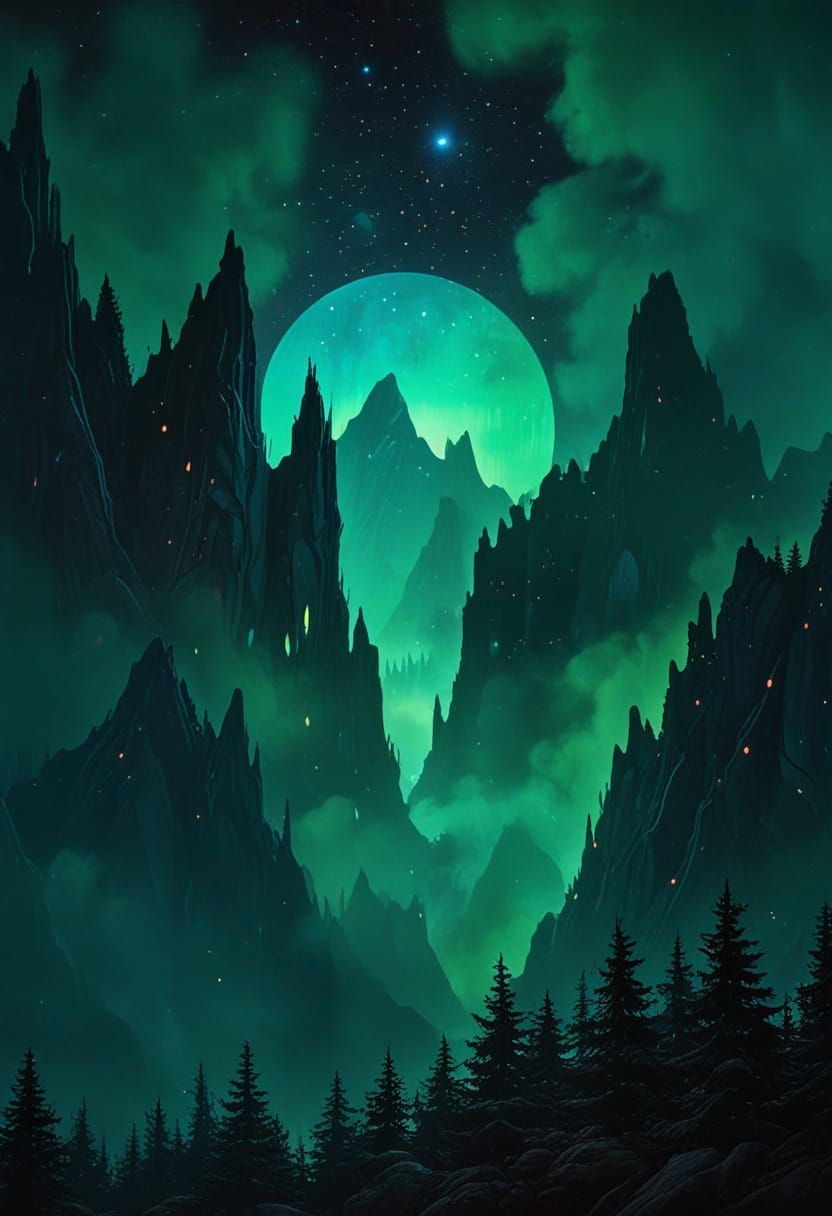 Inverted alternative reality and nature in a hollow shapes behind a ...