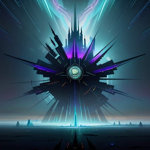 Alien World - Ethereal Alien Realm in Iridescent Crystal Spi...