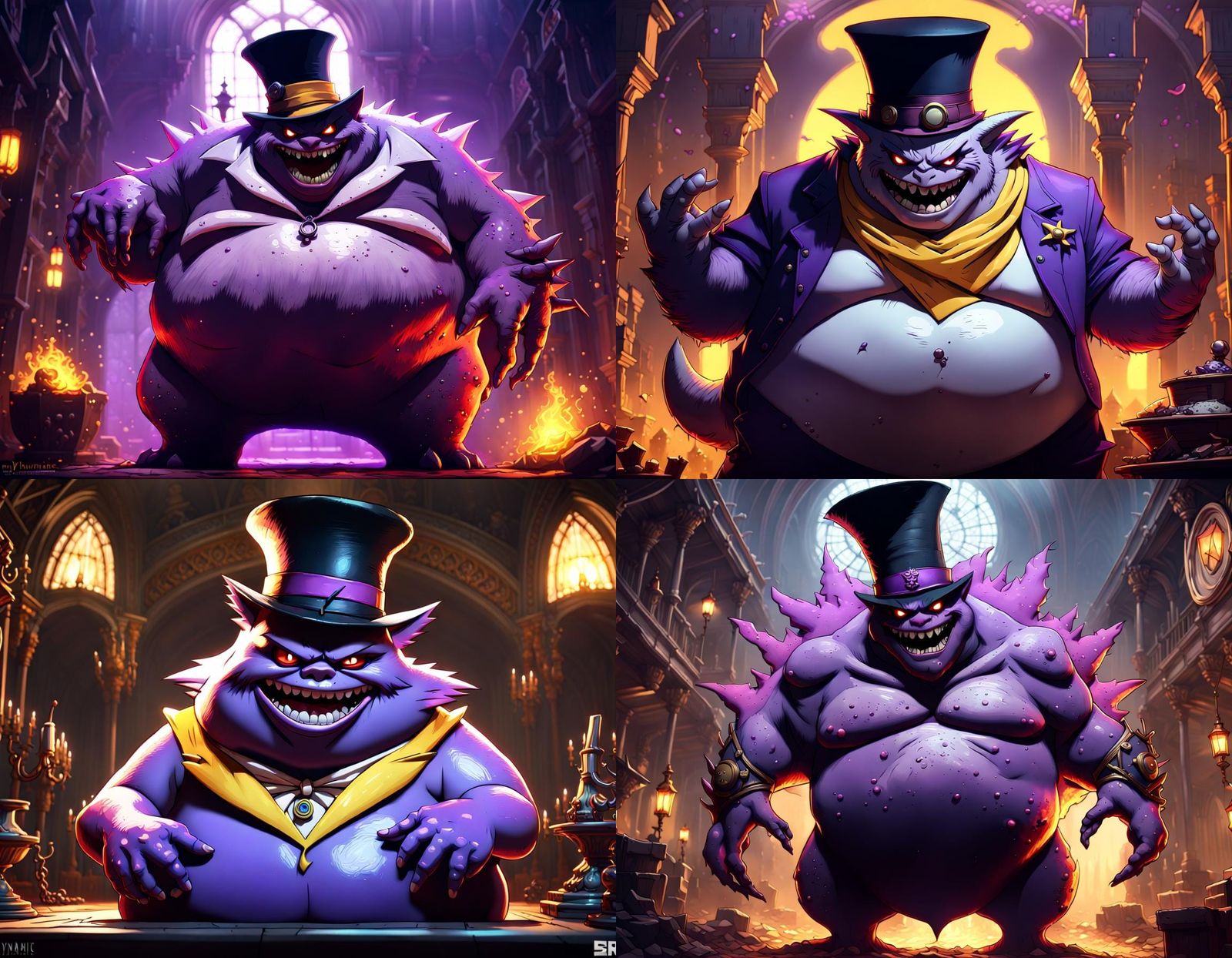 Fat Sweaty monstrous obese female Gengar and ripped top hat a ...
