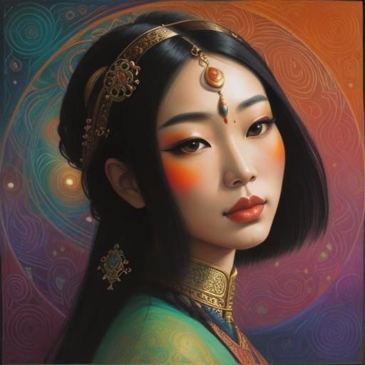 beautifully drawn asian looking girl by Amanda Sage - AI Generated ...