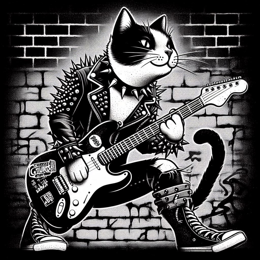 Punk Rock Cat D3 - AI Generated Artwork - NightCafe Creator