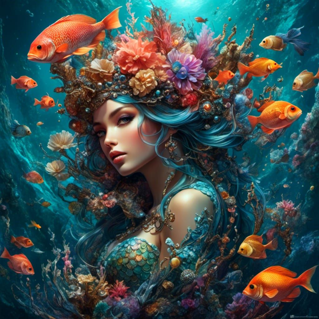 Flower Mermaid - AI Generated Artwork - NightCafe Creator
